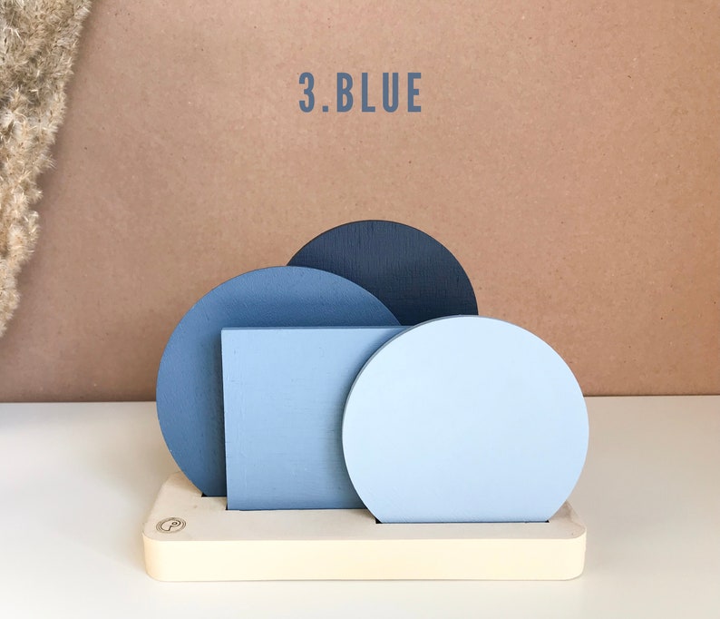 Blue Coaster Set With Holder Geometric Modern Teacup Mat | Etsy