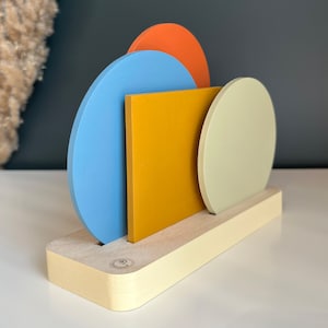 Mid-century Modern Coaster Set, Geometric Coaster Set With Holder ...