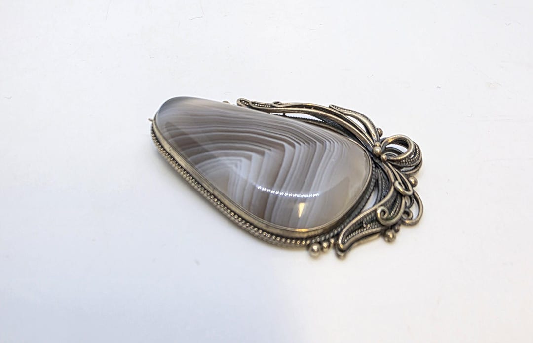 Brooch Vintage Striped Flint From the Swietokrzyskie Mountains - Etsy