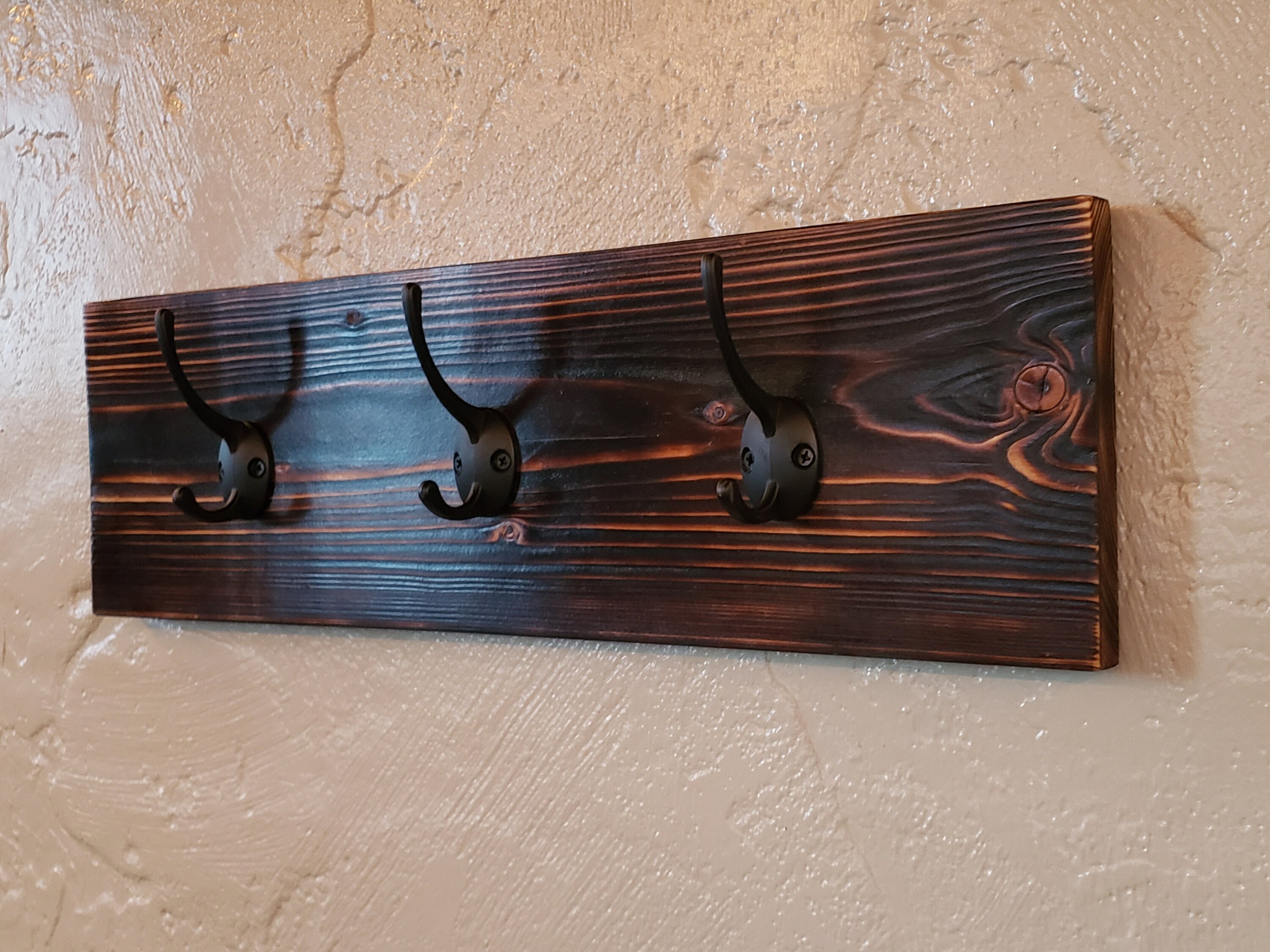 Farmhouse Rustic Burnt Wood Coat Hanging Wall Rack/scorched Wood - Etsy