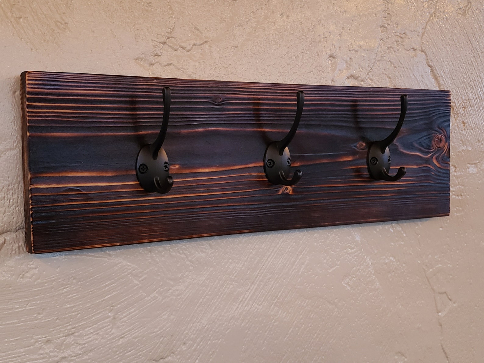 Farmhouse Rustic Burnt Wood Coat Hanging Wall Rack/scorched Wood - Etsy