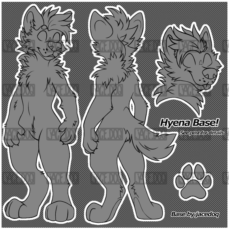 Hyena Canine Furry Reference Sheet Base Lineart - Etsy Hyena Canine Furry Reference Sheet Base Lineart - Etsy