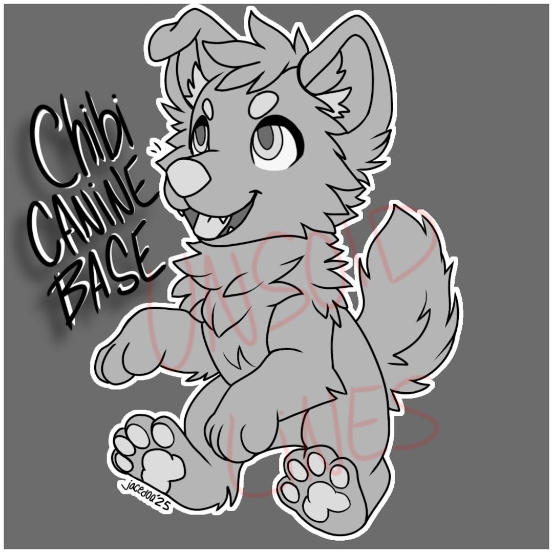 Chibi Puppy Furry Line Art Base Fursona Lineart for Canine Ocs - Etsy