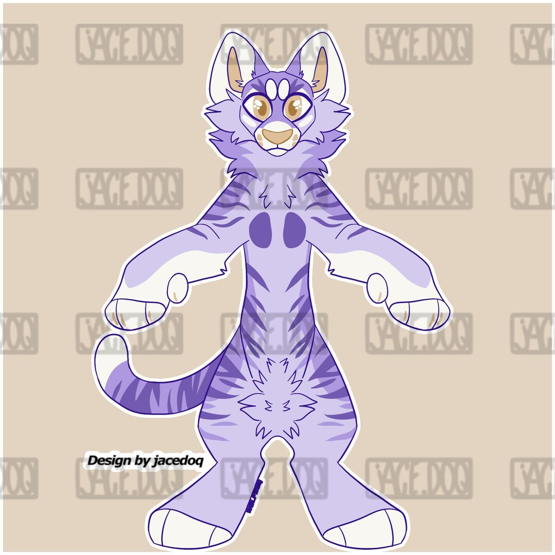 Furry Tiger Big Cat Fursona Adoptable Character Design Purple Lilac ...