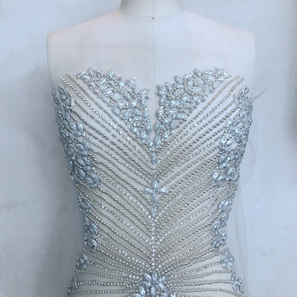 Luxury Rhinestone Bodice Applique Full Body Bodice Motif Sew | Etsy