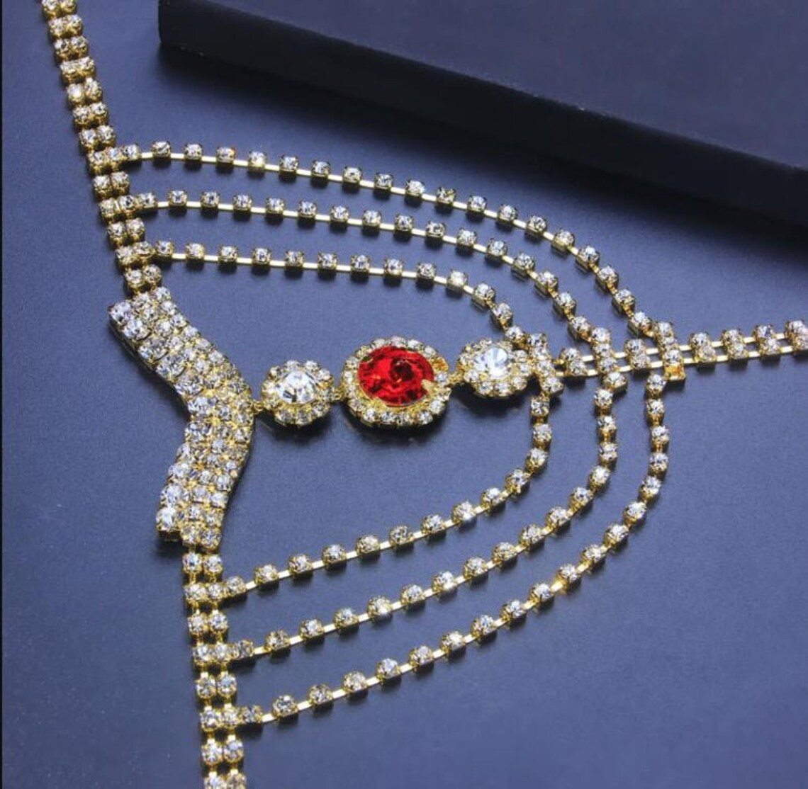 Sexy Red Rhinestone Breast Chain Body Chain Ladies Fashion Etsy