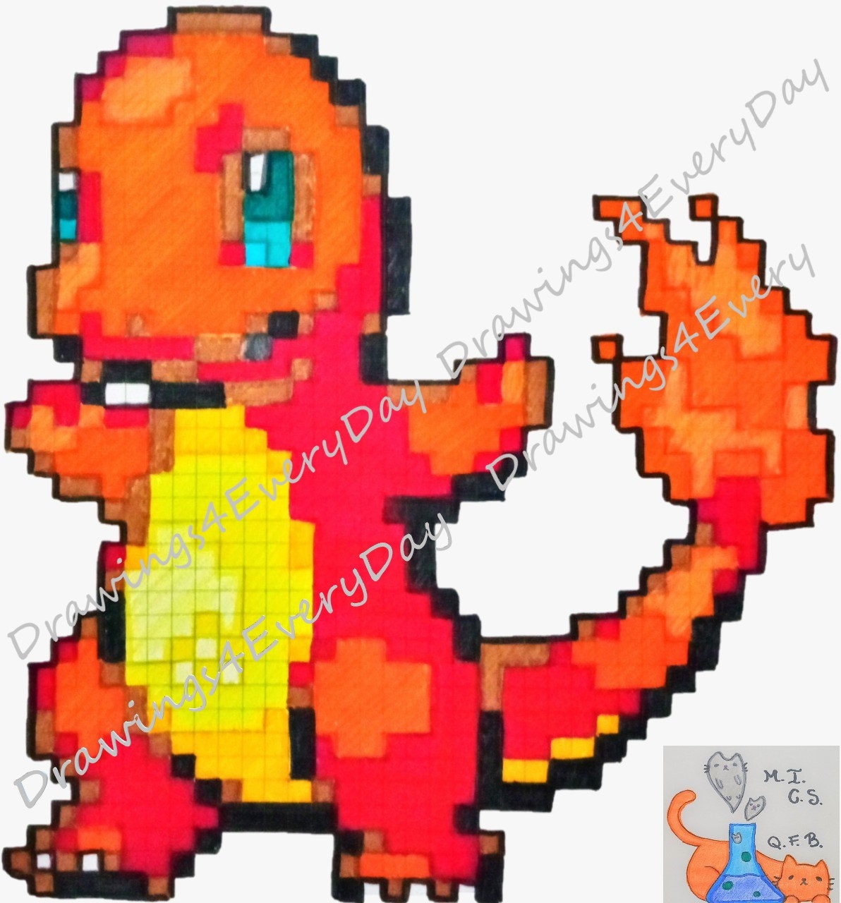 Minecraft Pixel Art Pokemon Charmander
