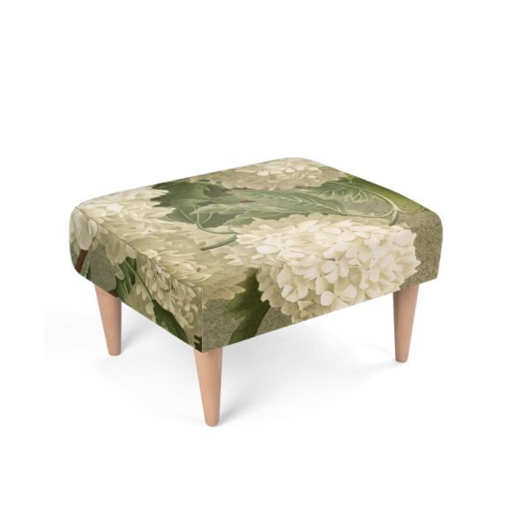 White Hydrangea Footstool - Etsy