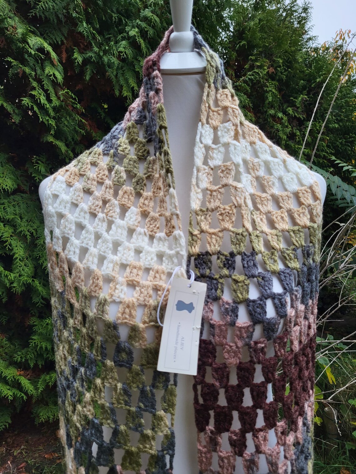 Crocheted Scarf in Colorful Pastel Color Pattern, Very Soft and ...