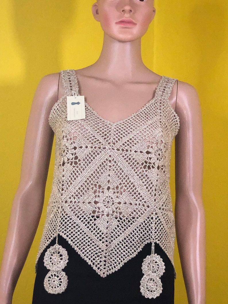 Crocheted Summer Top in Glittering Gold, Very Soft, Festive and ...