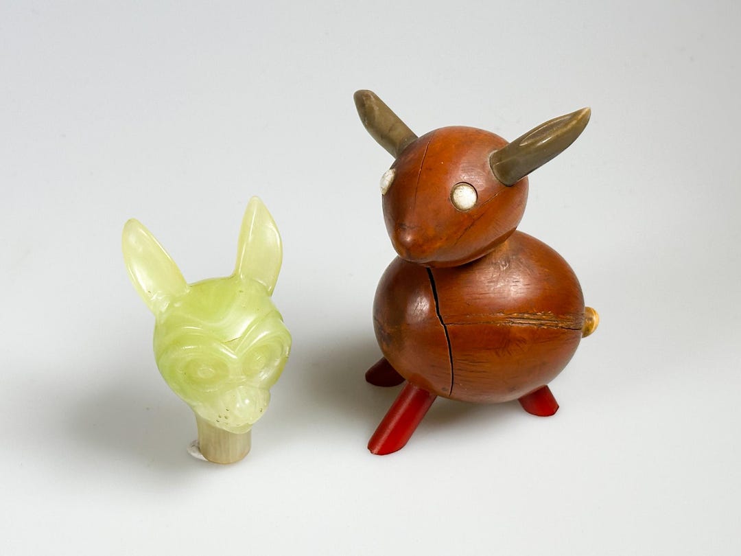 Early Plastic Convolute Animal Figures Donkey Head Stick Grip and ...