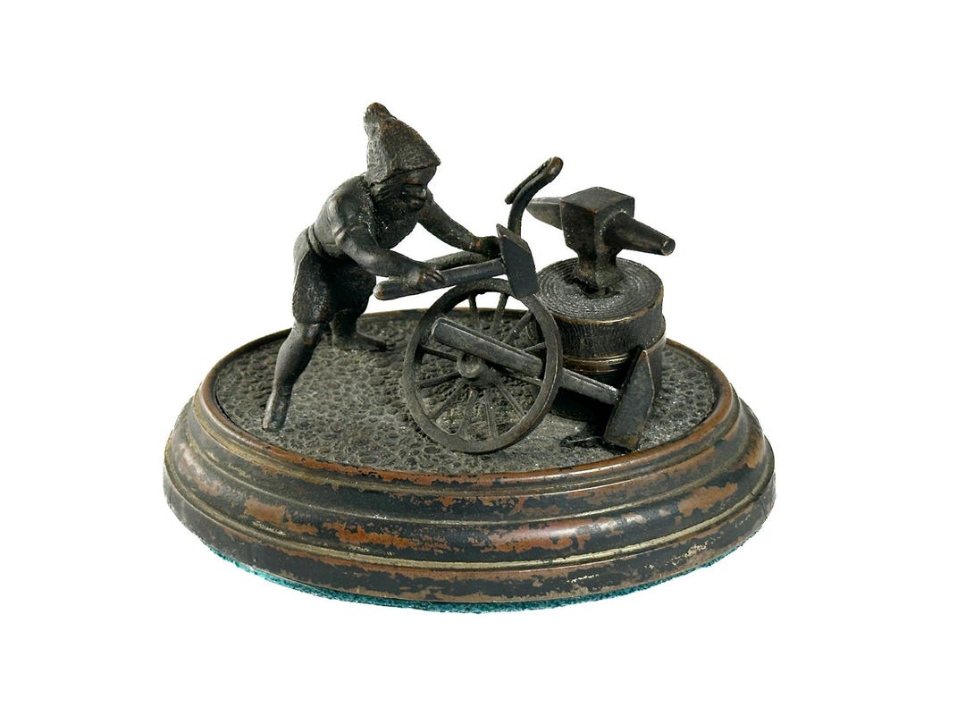 19. Century Gnome in Blacksmith’s Workshop Made of Bronze Small Plastic ...