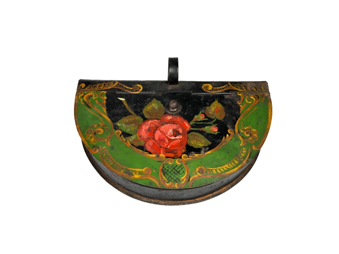 Vintage Tole Silent Butler Crumb Catcher Crumb Tray Hand Painted With ...
