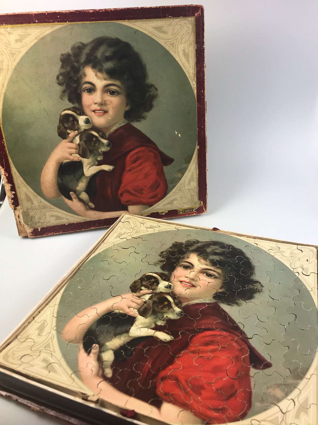 Antique Jigsaw Puzzle Set Complete With Three Pictures Around 1900 ...