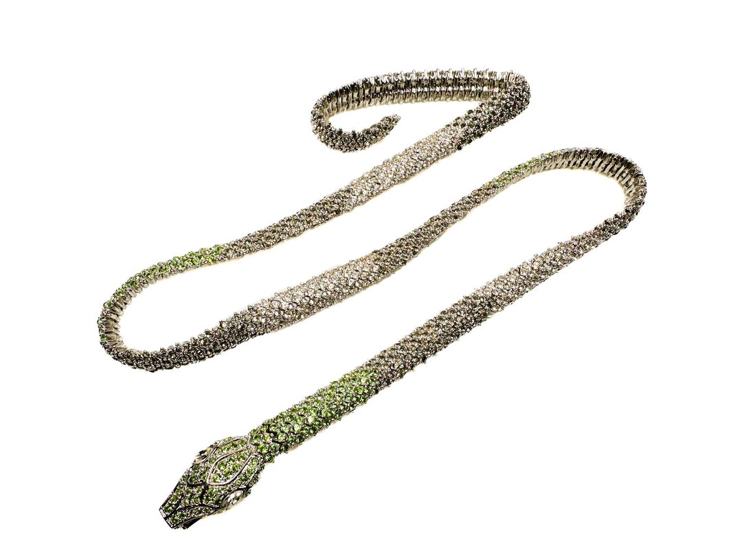 Vintage Valentino Snake Necklace or Belt With Rhinestones Around the ...