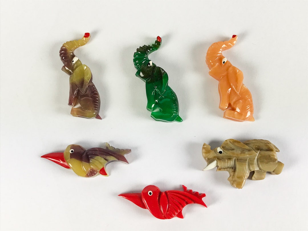 1930s 1940s Carved Plastic Animals Elephant Bird for Brooch - Etsy
