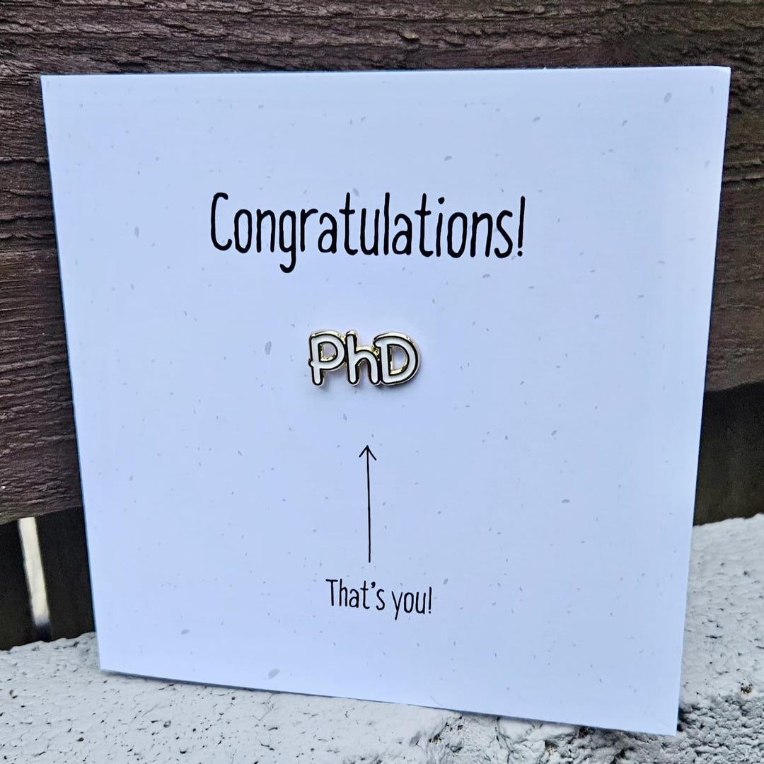 Congratulations! Phd Graduation Card With Gold "phd" Enamel Pin ...