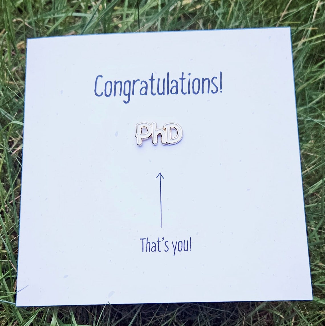 Congratulations Phd Graduation Card With Gold phd Enamel Pin Attached ...