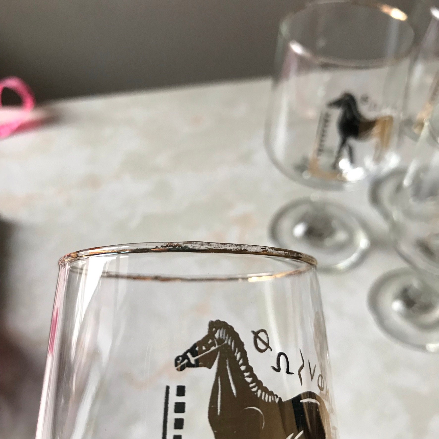 6 Vintage 60s Chesterfield Dema Trojan Horse Stemmed Cocktail Glasses ...