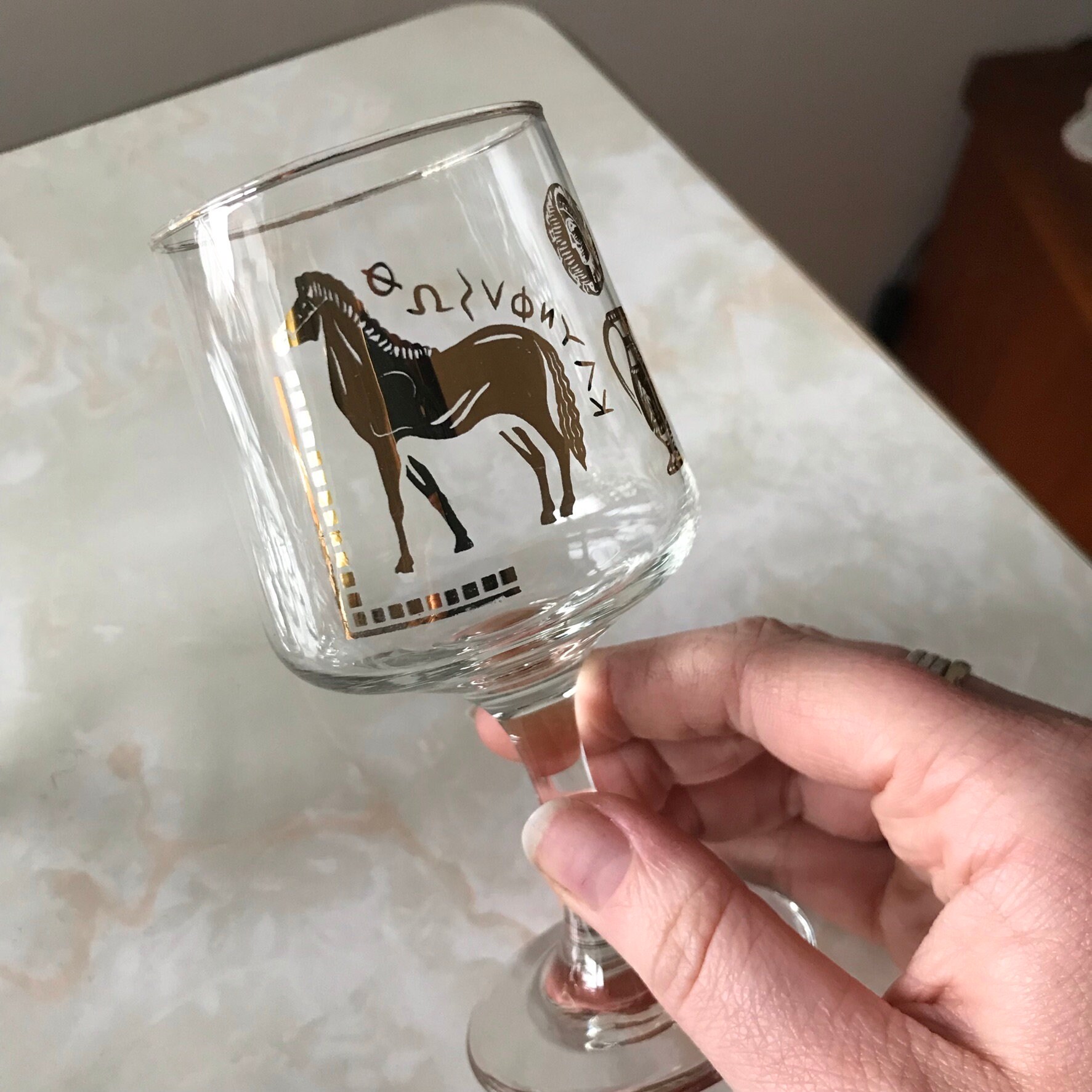 6 Vintage 60s Chesterfield Dema Trojan Horse Stemmed Cocktail Glasses ...