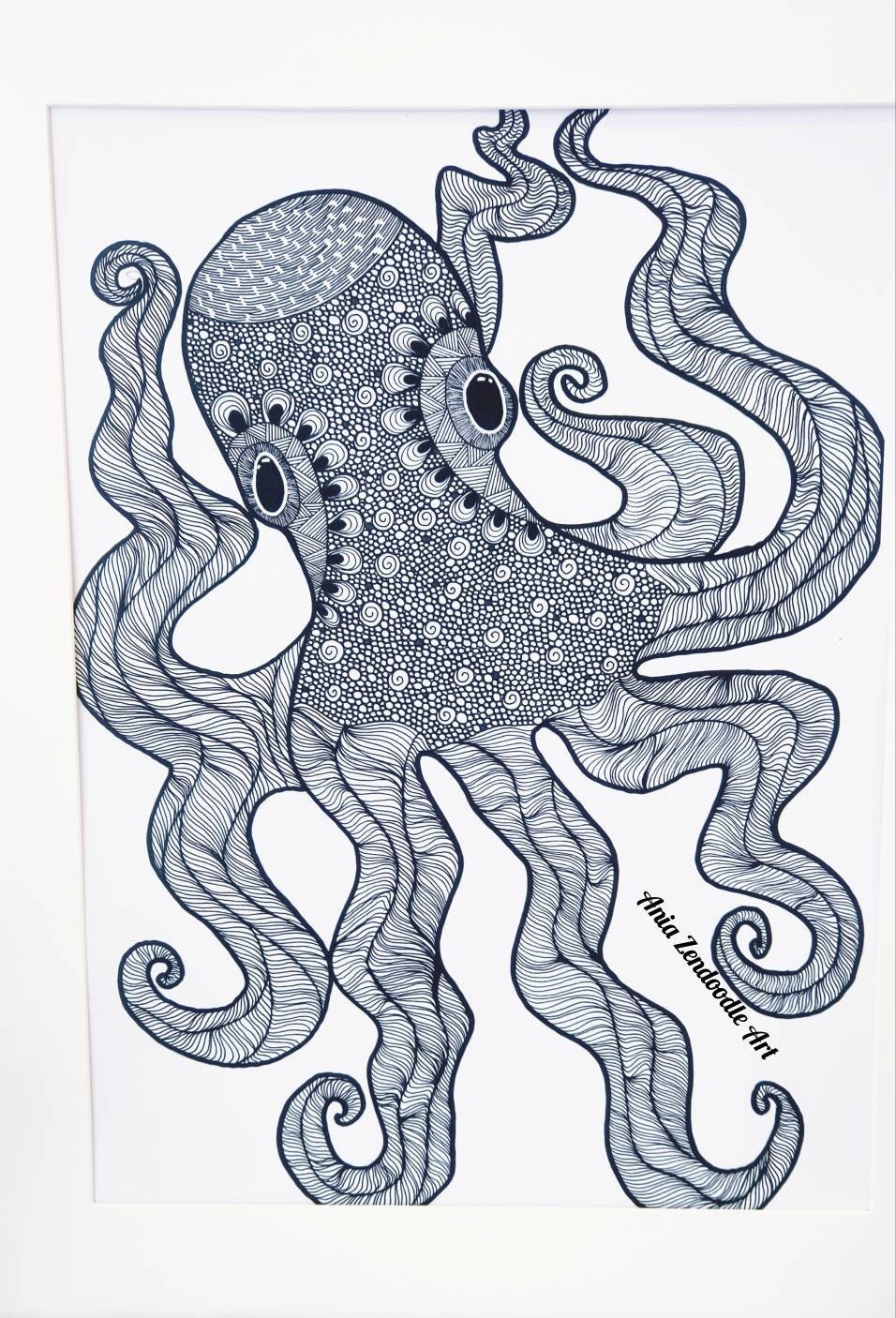 octopus birthday card mother's day card zentangle art. Octopus card ...