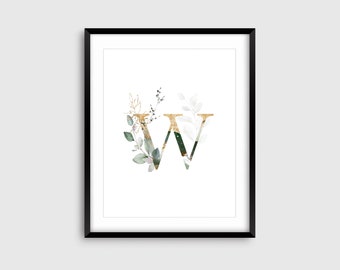 Botanical Letter W - Etsy