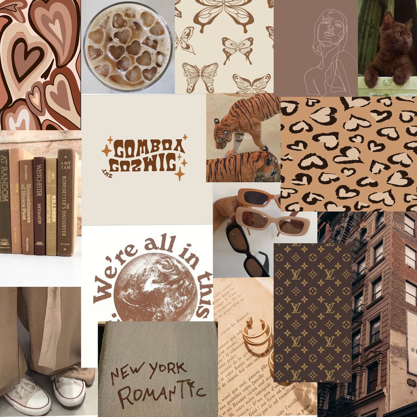 Brown Y2k Aesthetic Wall Collage Kit Y2kbrown /beige - Etsy