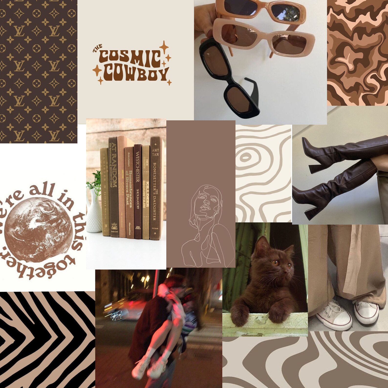 Brown Y2k Aesthetic Wall Collage Kit Y2kbrown /beige - Etsy