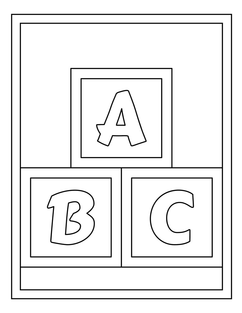 Cute Blocks Coloring Pages for Kids Cute Printable Coloring | Etsy