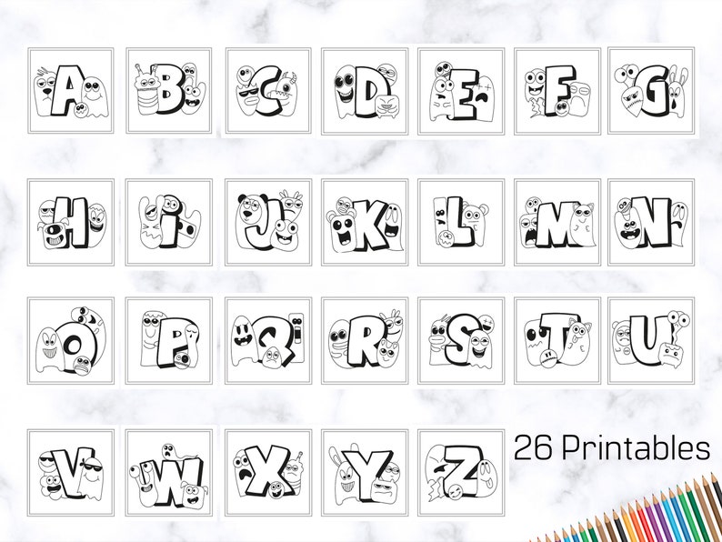 Alphabet Monster Coloring Pages for Kids- Printable Coloring Pages for ...