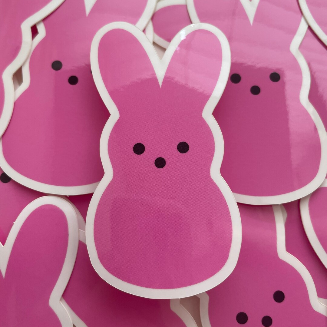 Pink Bunny Peep Sticker, Cute Bunny Stickers, Easter Stickers, Spring ...