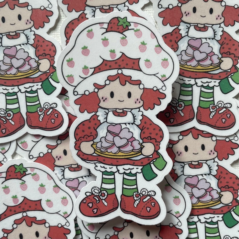 Strawberry Girl Sticker, Cute Stickers, Kawaii Stickers, Cartoon ...