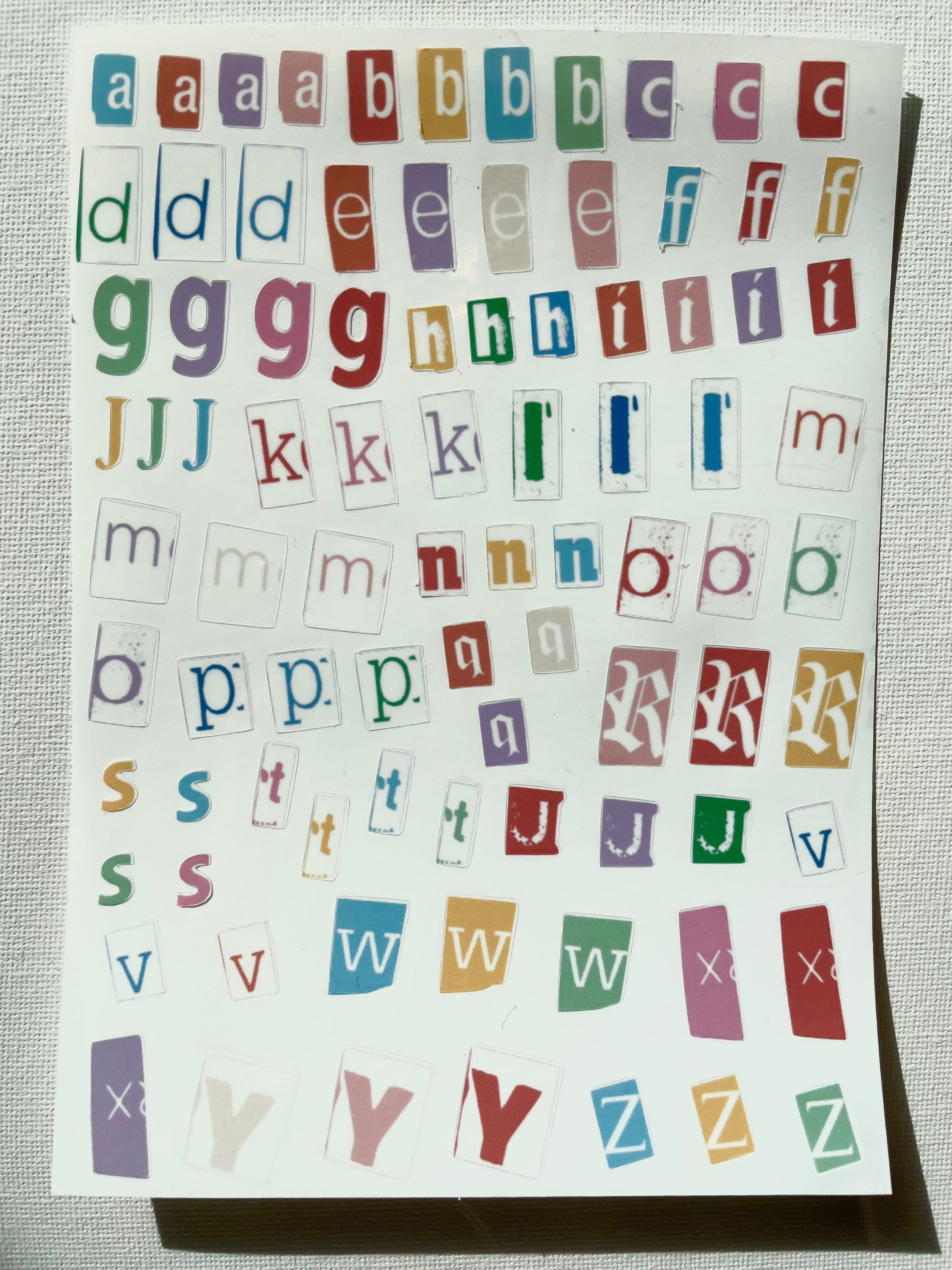 Magazine Collage Inspired Letter Sticker Sheet, Lowercase Letters ...