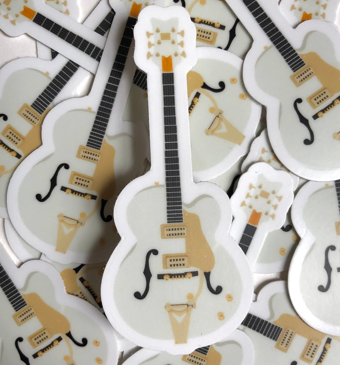 White Falcon Guitar Sticker, Rock, Musician Stickers, Music Lover ...