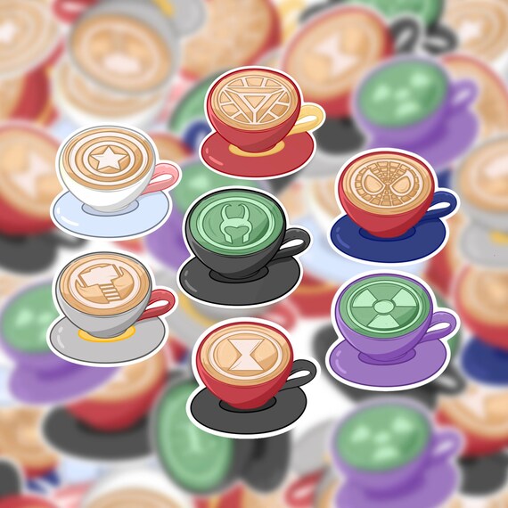 Marvel Avengers Latte Stickers Captain America Thor Loki - Etsy