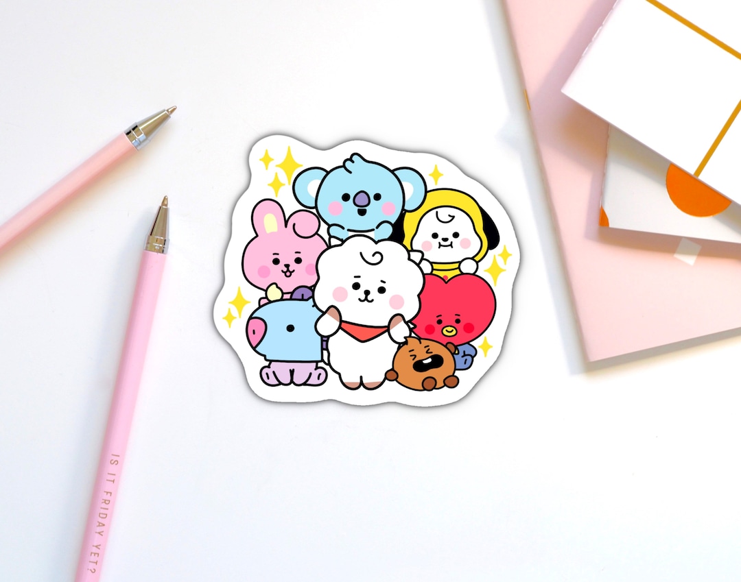 BT21 Character Sticker - BTS, Kpop, Army, Mang, Rj, Chimmy, Tata ...