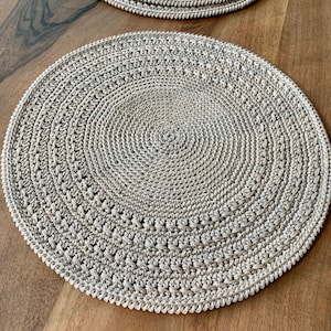 Beige Placemat Set, Round Placemat Set, Handmade Farmhouse Placemat ...