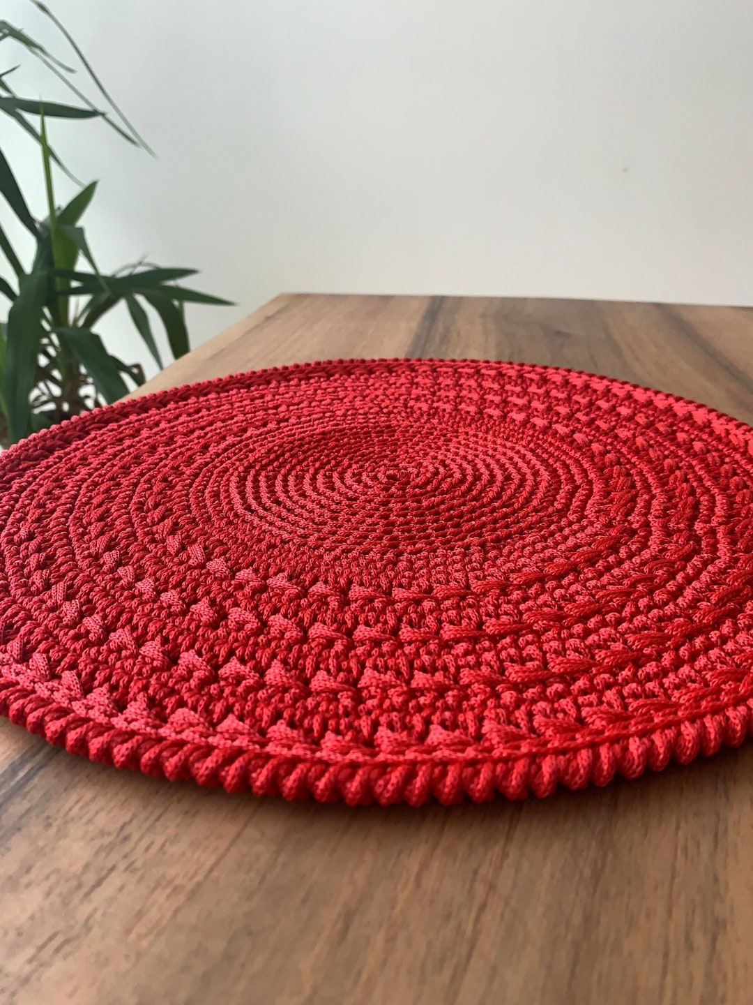 Christmas Placemat Set, Round Crochet Placemats, Handmade Christmas ...