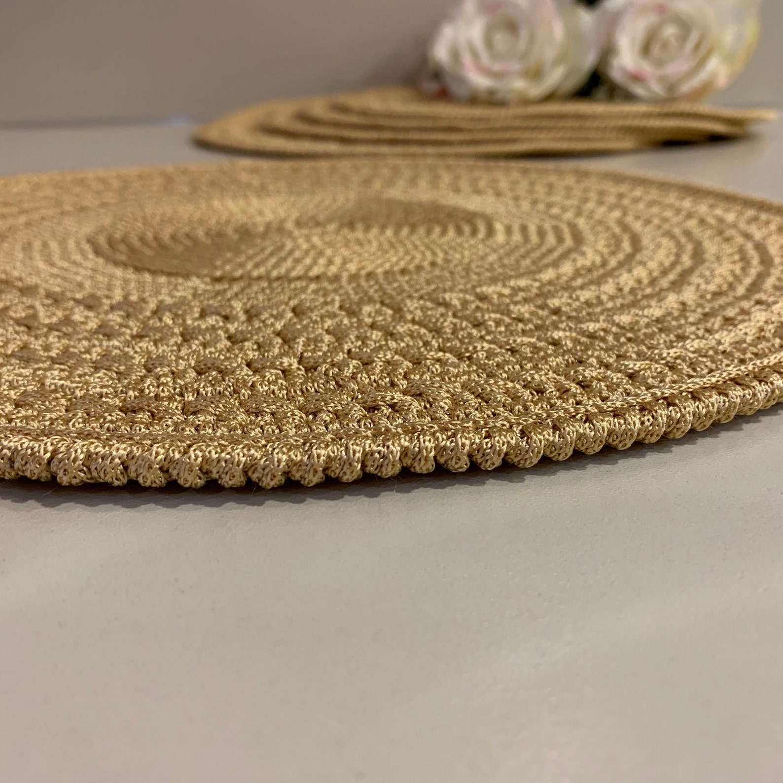 Gold Placemats Set of 4 Table Mats Round Table Placemat - Etsy