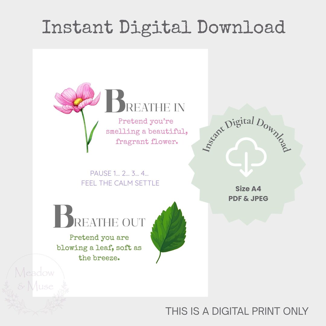 Mindful Breathing Printable - Calm Corner PDF - Anxiety Coping Tool ...