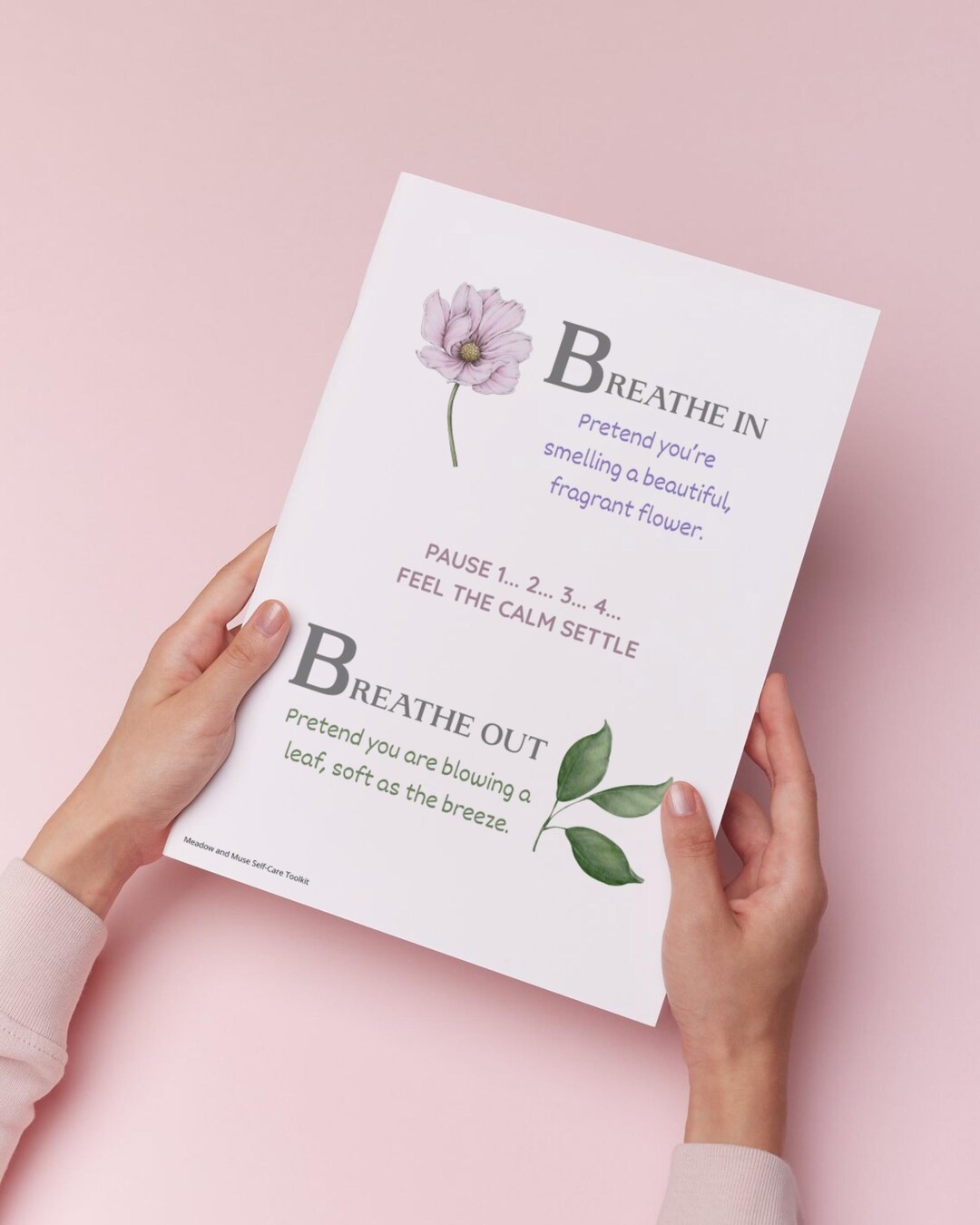 Mindful Breathing Poster: Flower & Leaf Calm Corner Décor - Digital ...