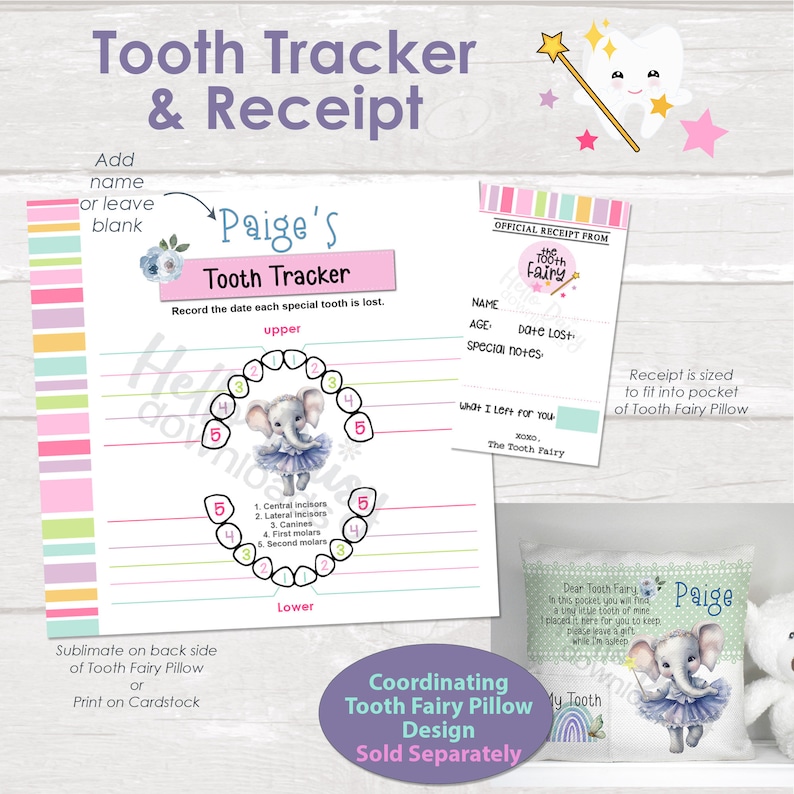 Tooth Tracker + Receipt for Tooth Fairy | Record Lost Teeth & Leave ...