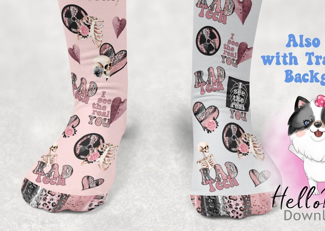 Funny Sock Design Rad Tech Instant Download PNG 3 Background Colors ...