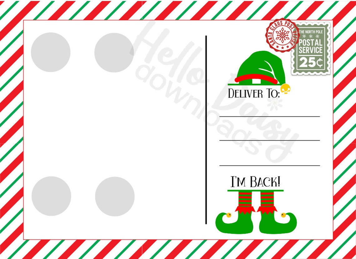 Christmas Elf Postcard Design | I'm Back Holiday Fun | 2 Instant ...