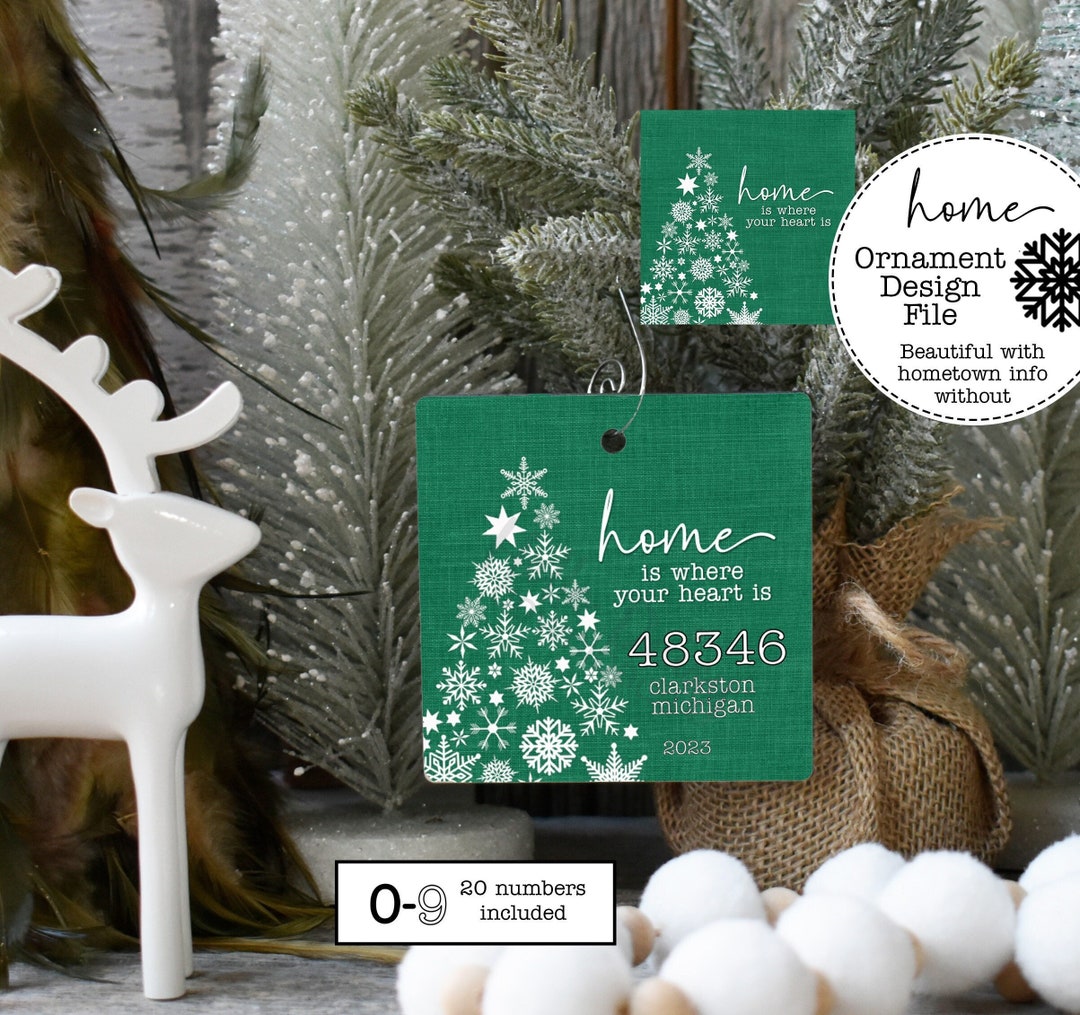 Square Zip Code Ornament Design Home is Where Heart Instant Digital ...