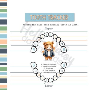 Tooth Tracker + Receipt for Tooth Fairy | Record Lost Teeth & Leave ...