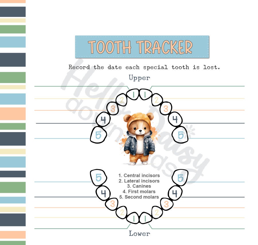Tooth Tracker + Receipt for Tooth Fairy | Record Lost Teeth & Leave ...