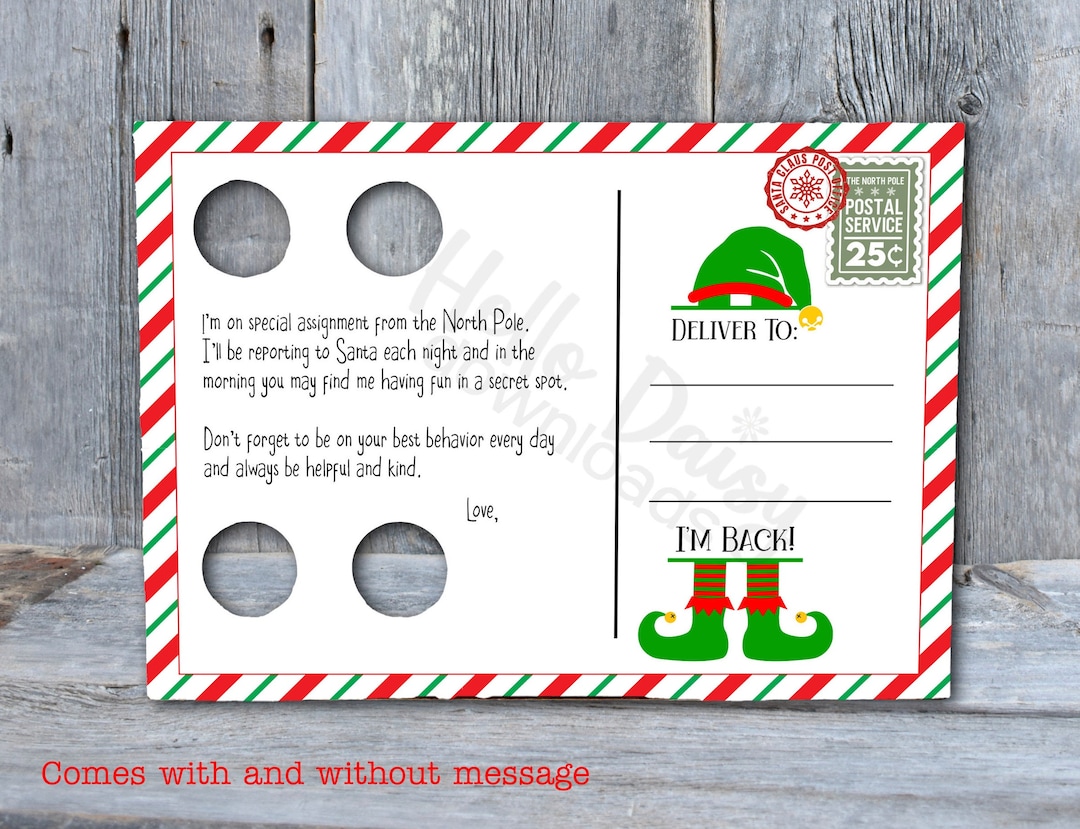 Christmas Elf Postcard Design | I'm Back Holiday Fun | 2 Instant ...