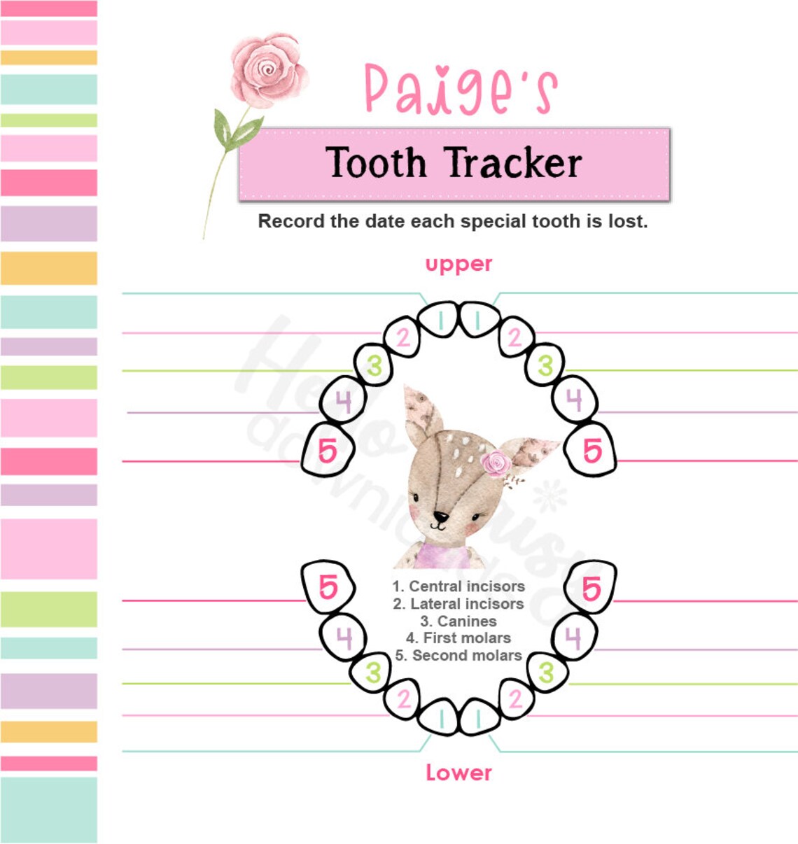 Tooth Tracker and Receipt for the Tooth Fairy | Record Lost Teeth ...