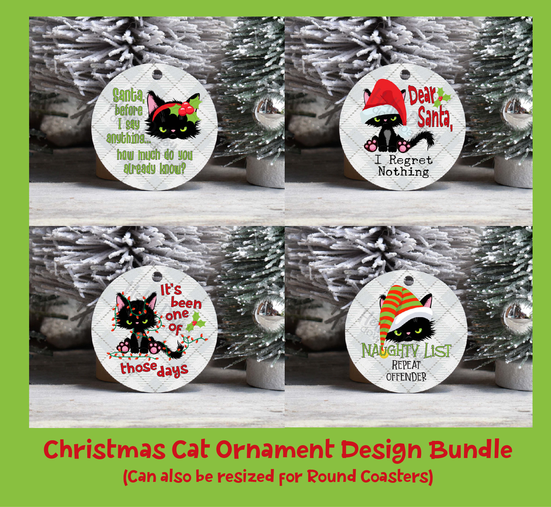 Christmas Round Ornament Design Bundle Instant Digital Download PNG ...